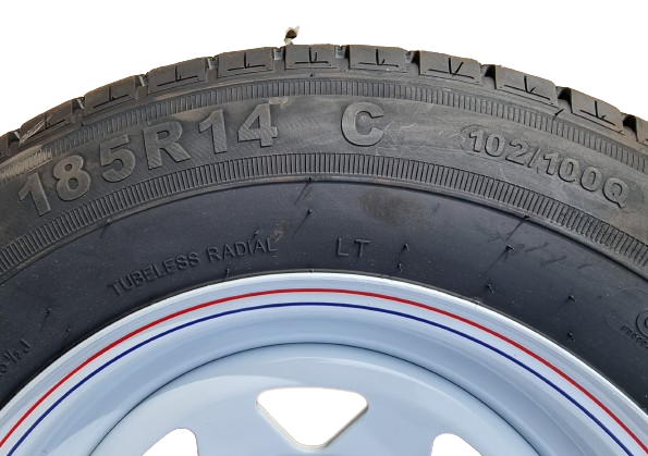 WHEELS: 14 Inch White Sunraysia Rim & Tyre - 185R14C