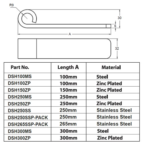Weld on Hinges: DROP SIDE HINGE 100MM LONG ZP KIT W/ GUDGEON & BUSH