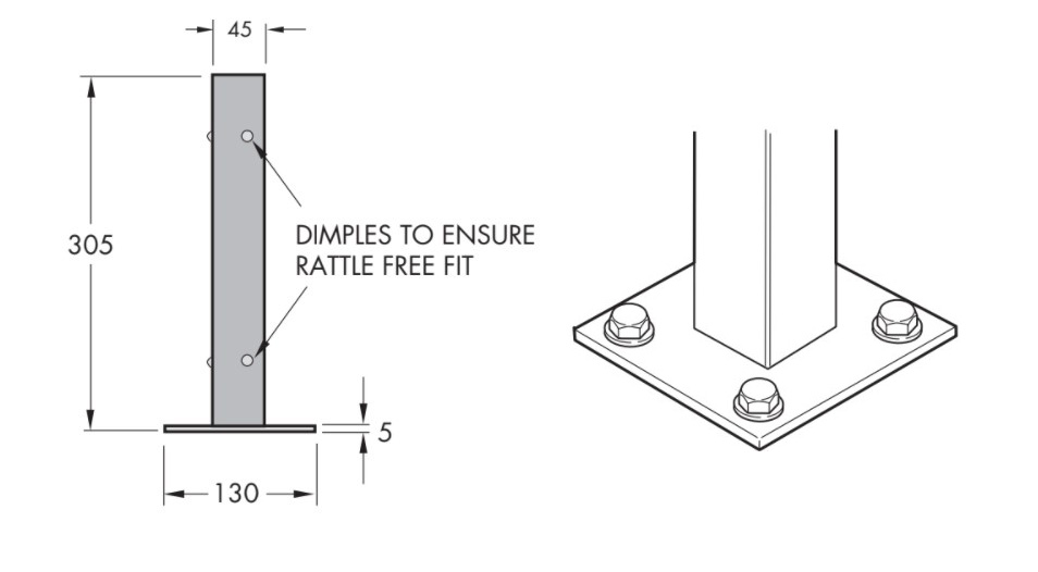 Fence Fittings: Galvanised Steel Internal Post Base Insert for 50x50x1 ...